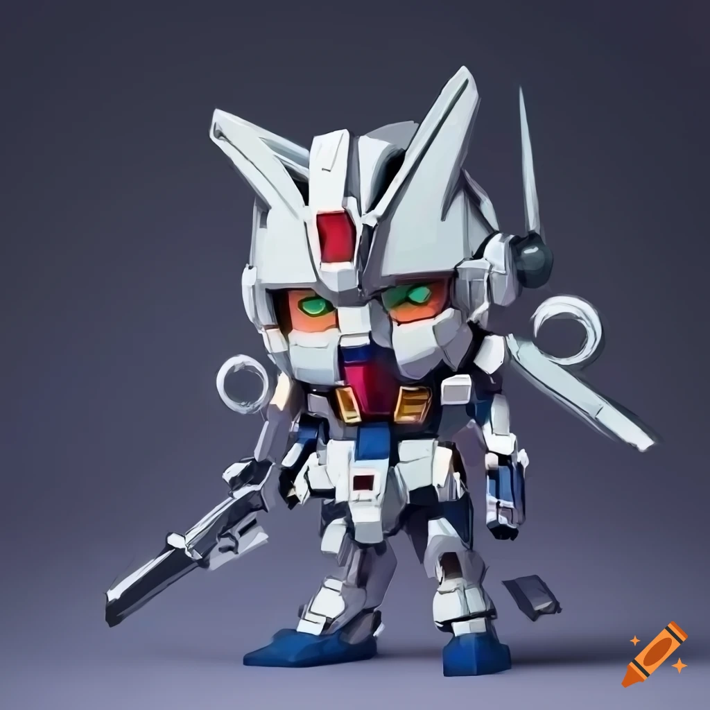 Chibi gundam robot maid in metallic armor on Craiyon