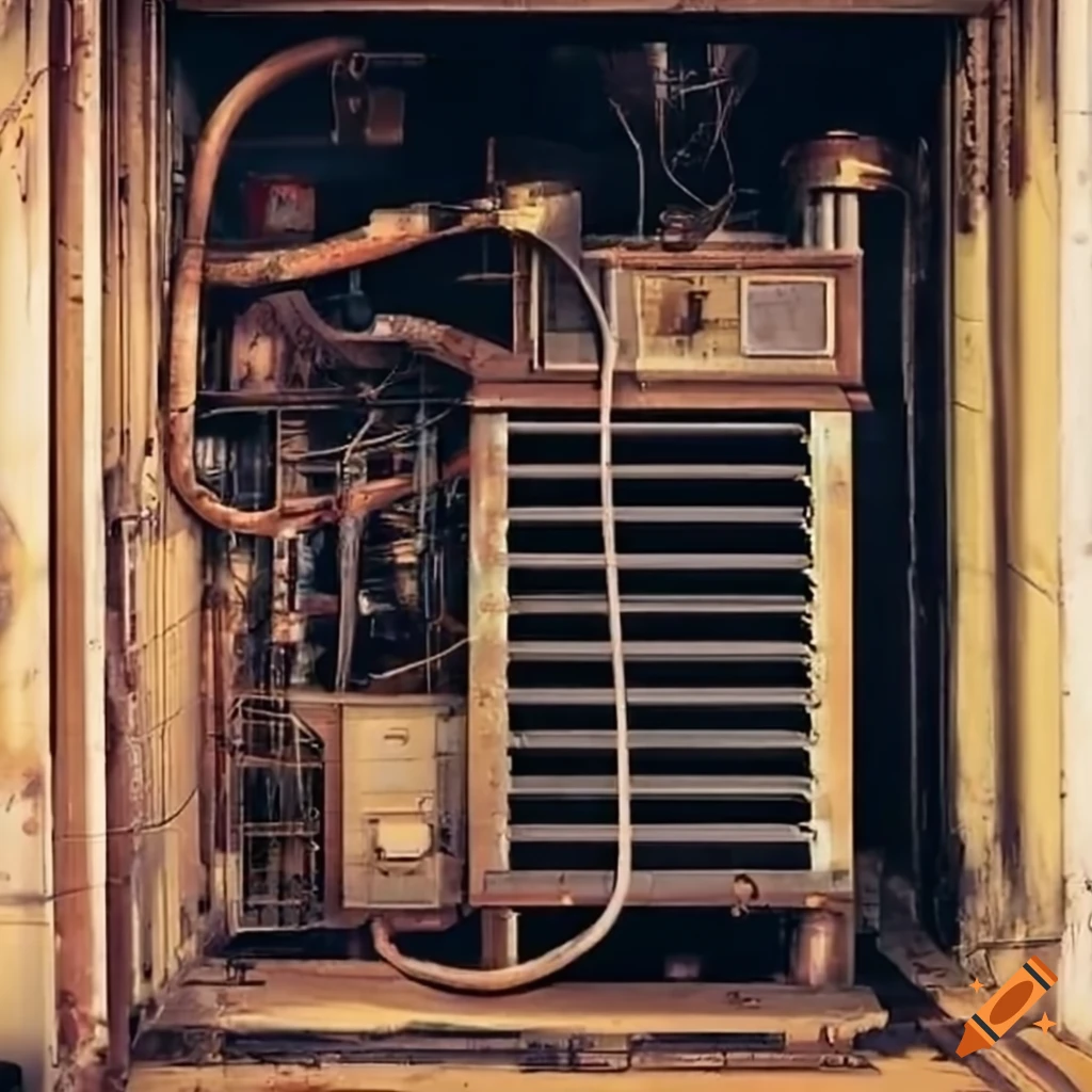 Rusted condenser fan motor on a condenser unit on Craiyon