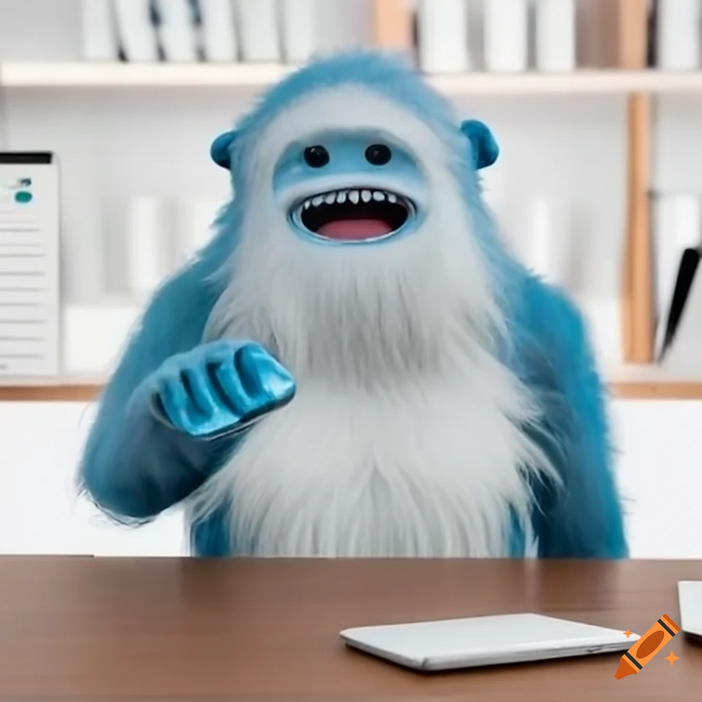 Humorous yeti working at office desk on Craiyon