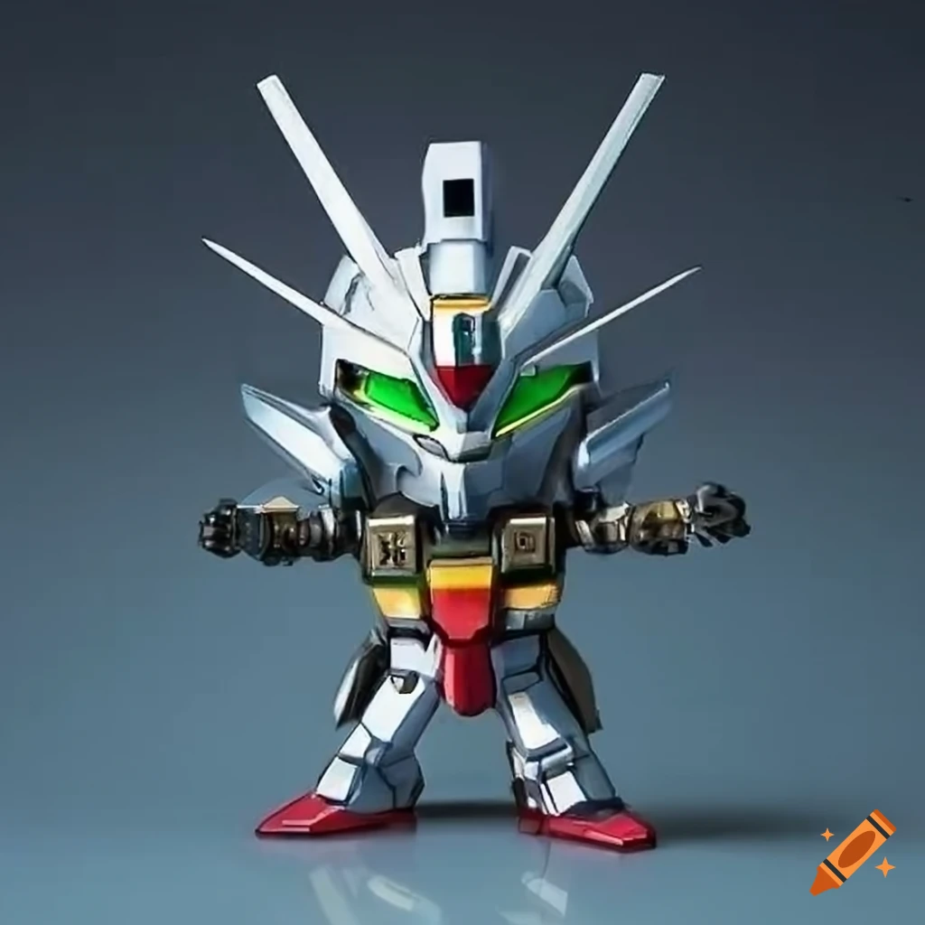 Chibi metallic robot with jetfighter and wings on Craiyon