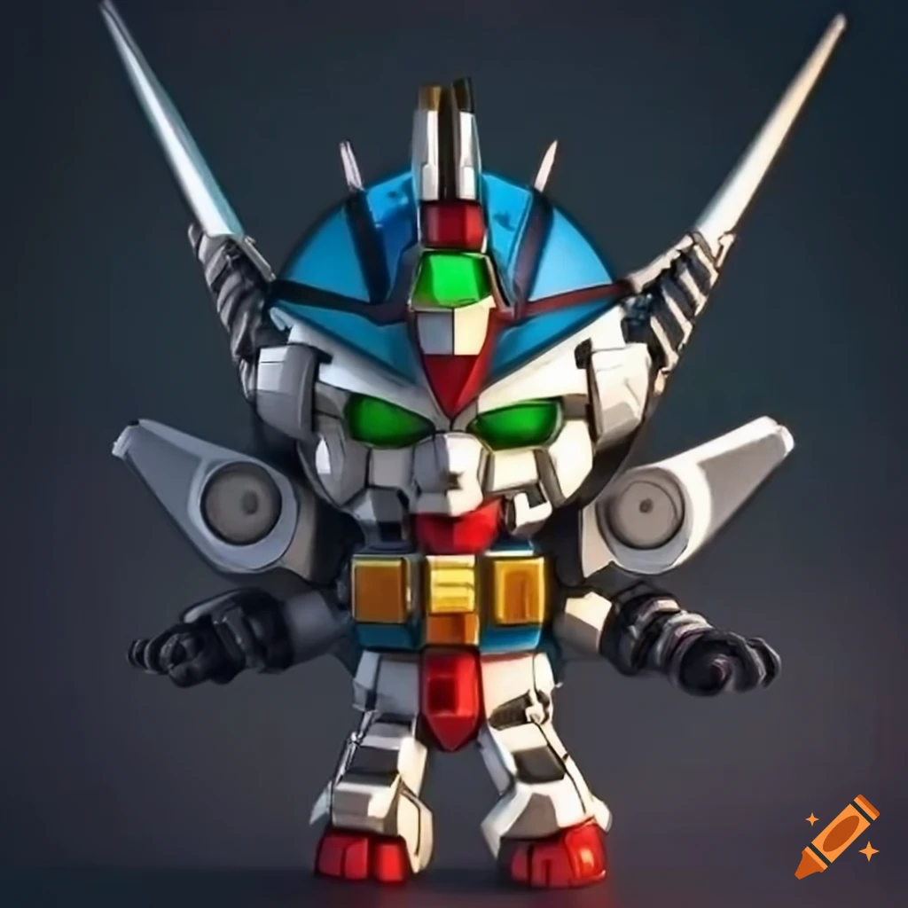 Chibi robot with metallic design on Craiyon