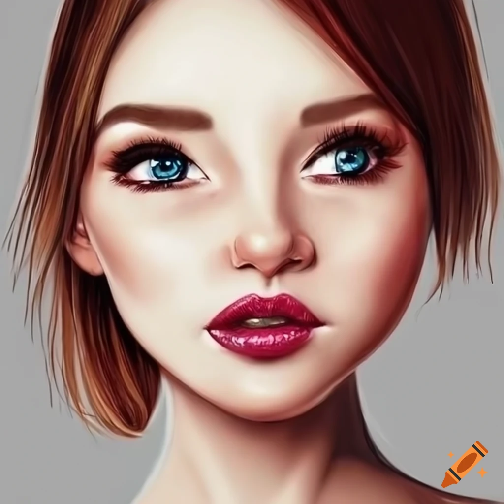 Artistic portrait of a woman transitioning into a cartoon on Craiyon