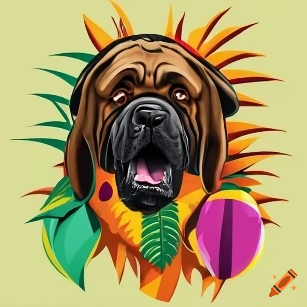 Sports logo of a mastiff wearing a mango football helmet on Craiyon