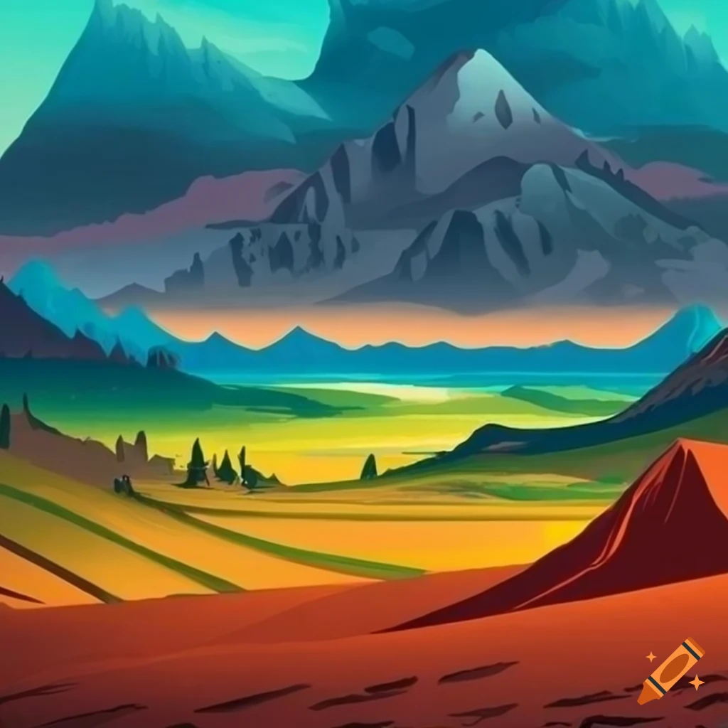 Illustration of diverse american landscapes on Craiyon