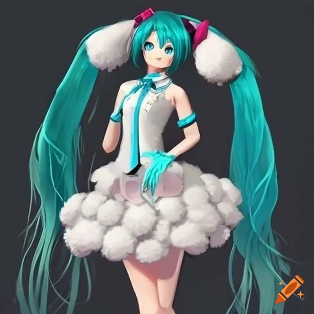 Hatsune miku dressed as hello kitty on Craiyon