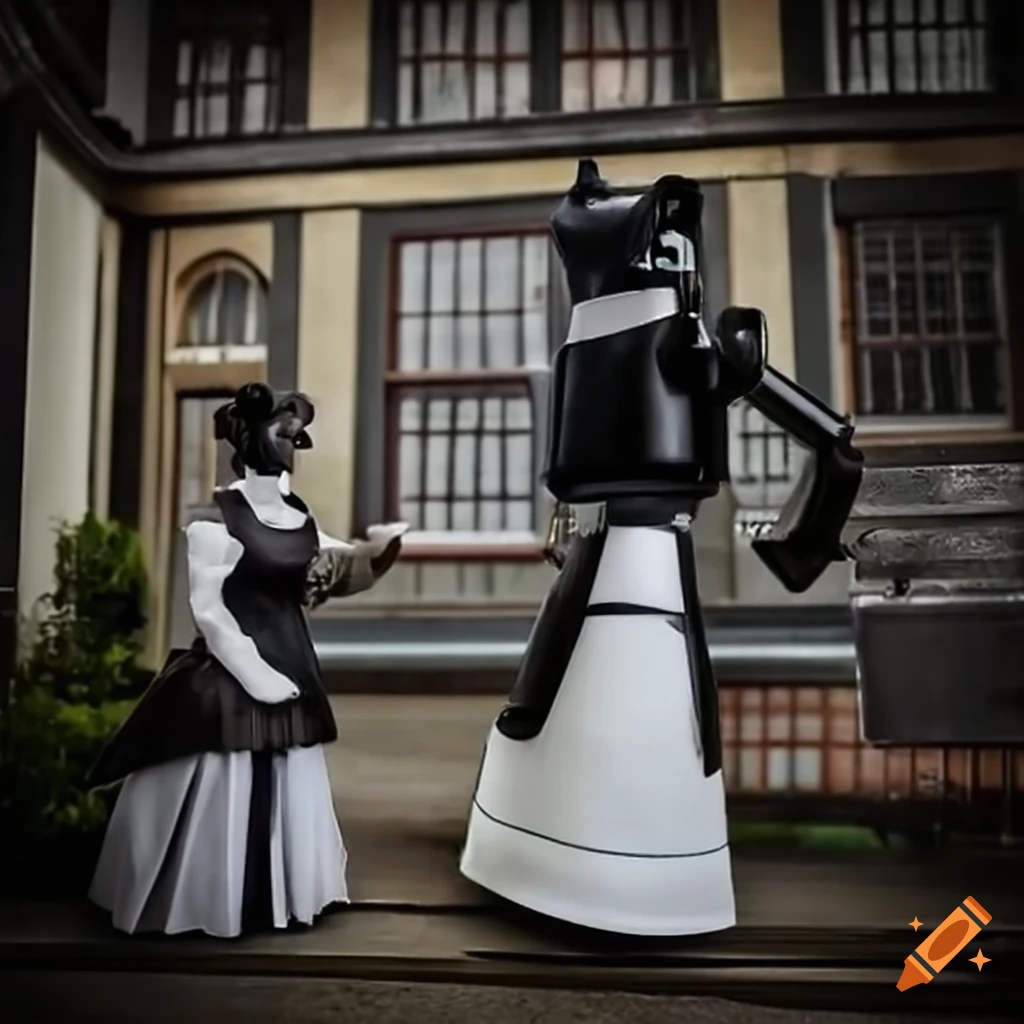Image of a robot butler and maid