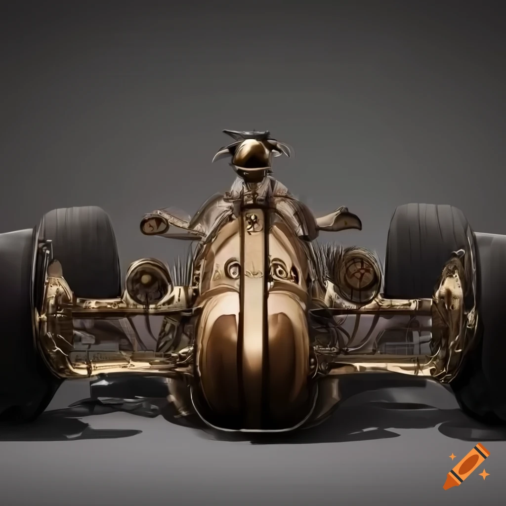 Hyper realistic steampunk F1 car illustration on Craiyon