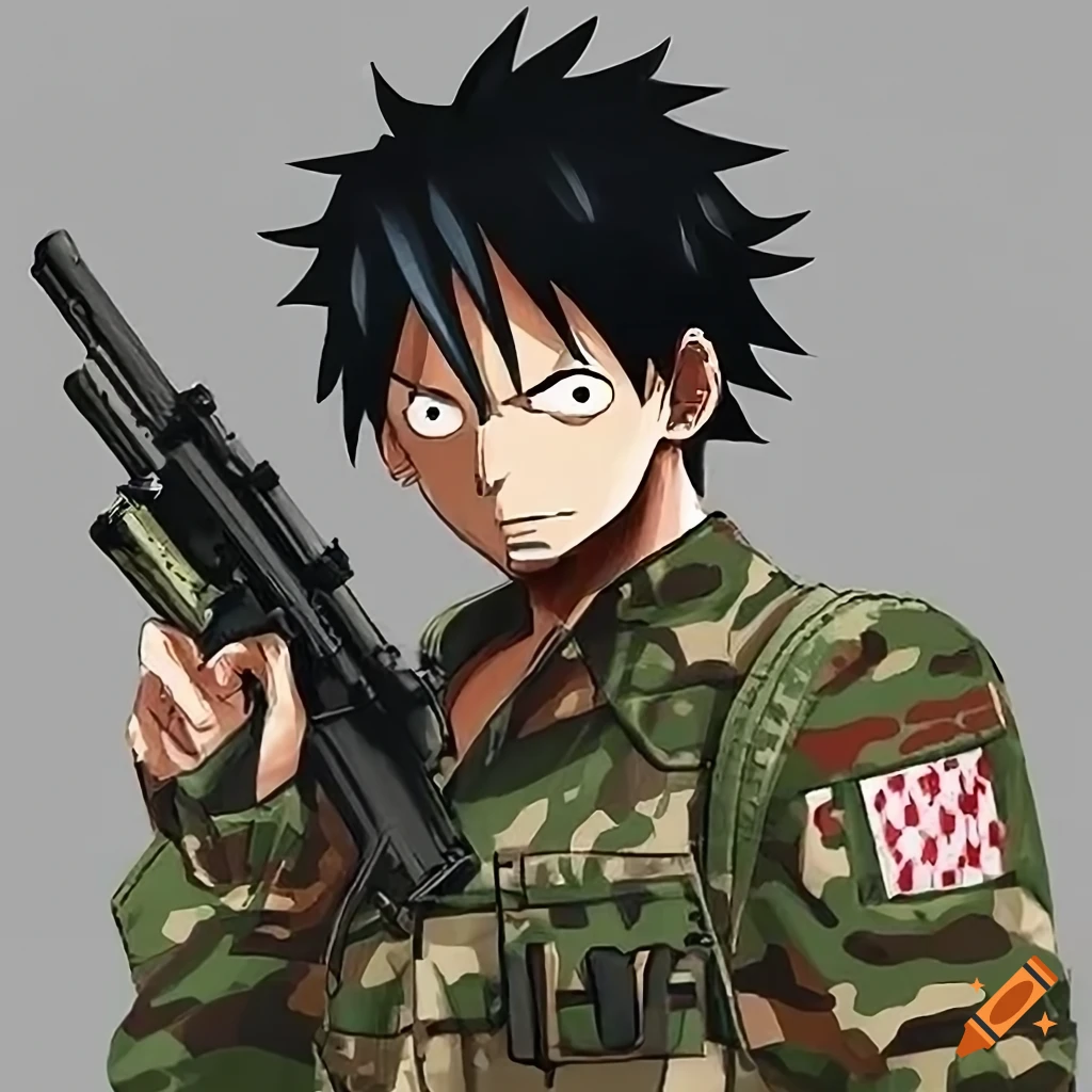 Cosplay of anime character luffy in military uniform on Craiyon