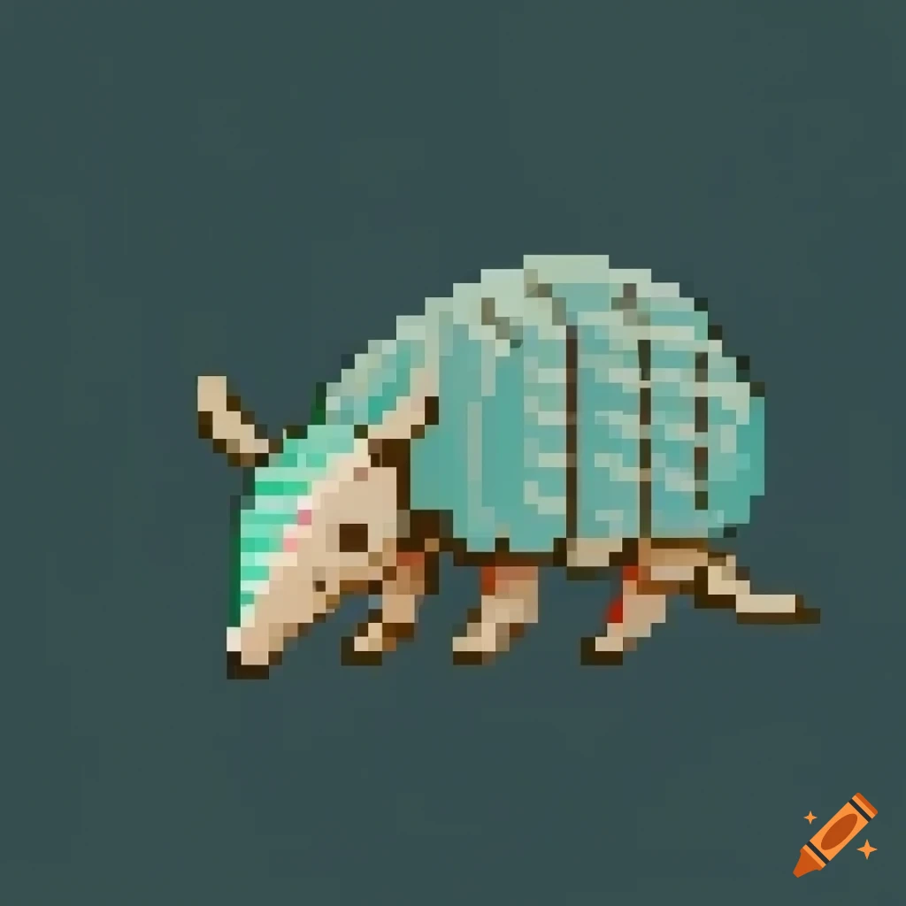 Vintage pixel art of an armadillo on Craiyon