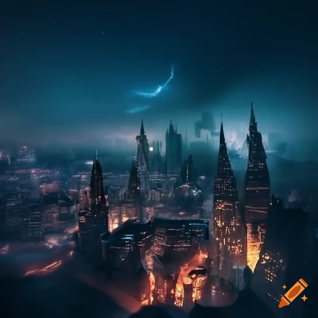Artistic illustration of a flying city on Craiyon