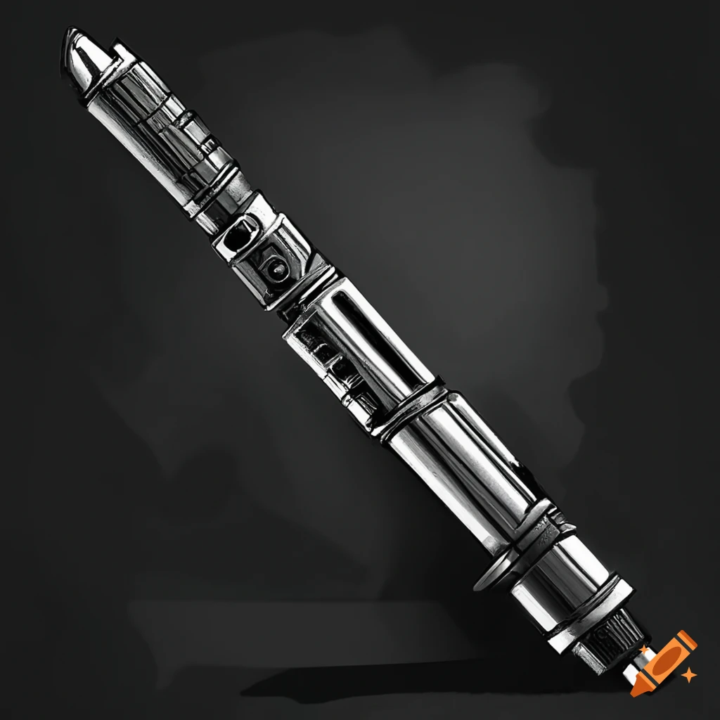 Detailed geometric art of a black lightsaber hilt on Craiyon