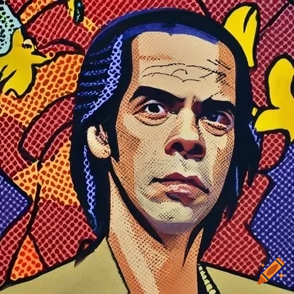 Pop art painting of nick cave in the outback on Craiyon