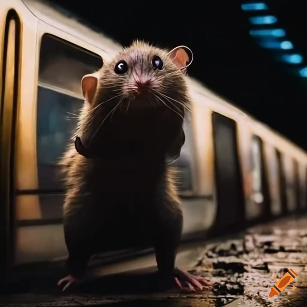 Creepy rat king in underground sewer tunnel with graffiti on Craiyon