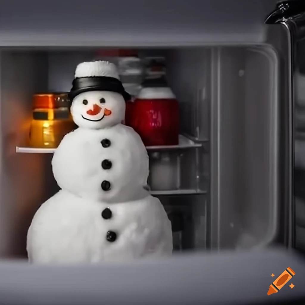 Snowman in a fridge on Craiyon