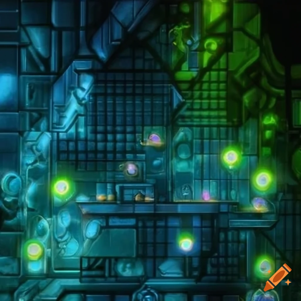 2d platform tiles in a hanging glass bubble in a metroid game
