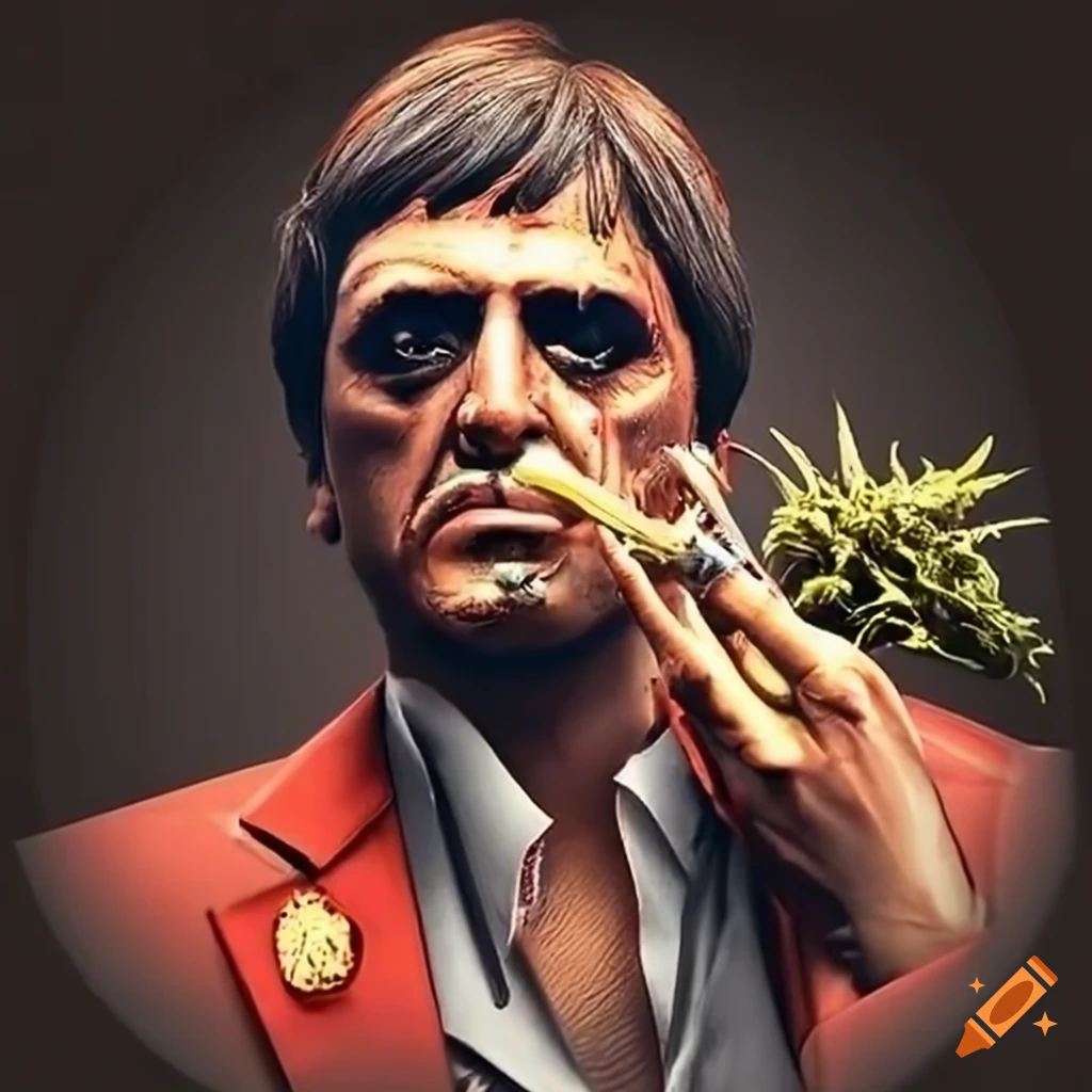 Scarface smoking marijuana on Craiyon