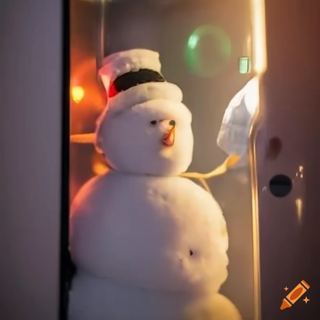 Snowman trapped in a fridge on Craiyon