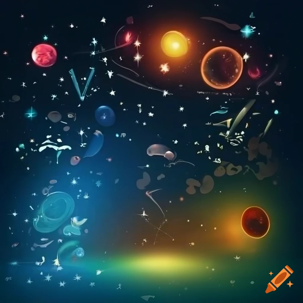 Abstract background with math formulas and space elements on Craiyon