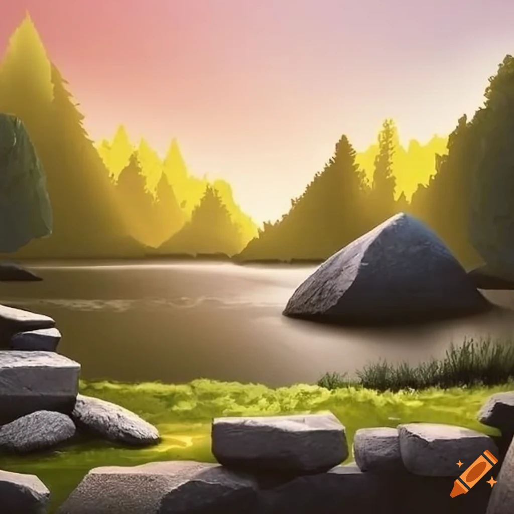 Landscape of a stone block formation on Craiyon