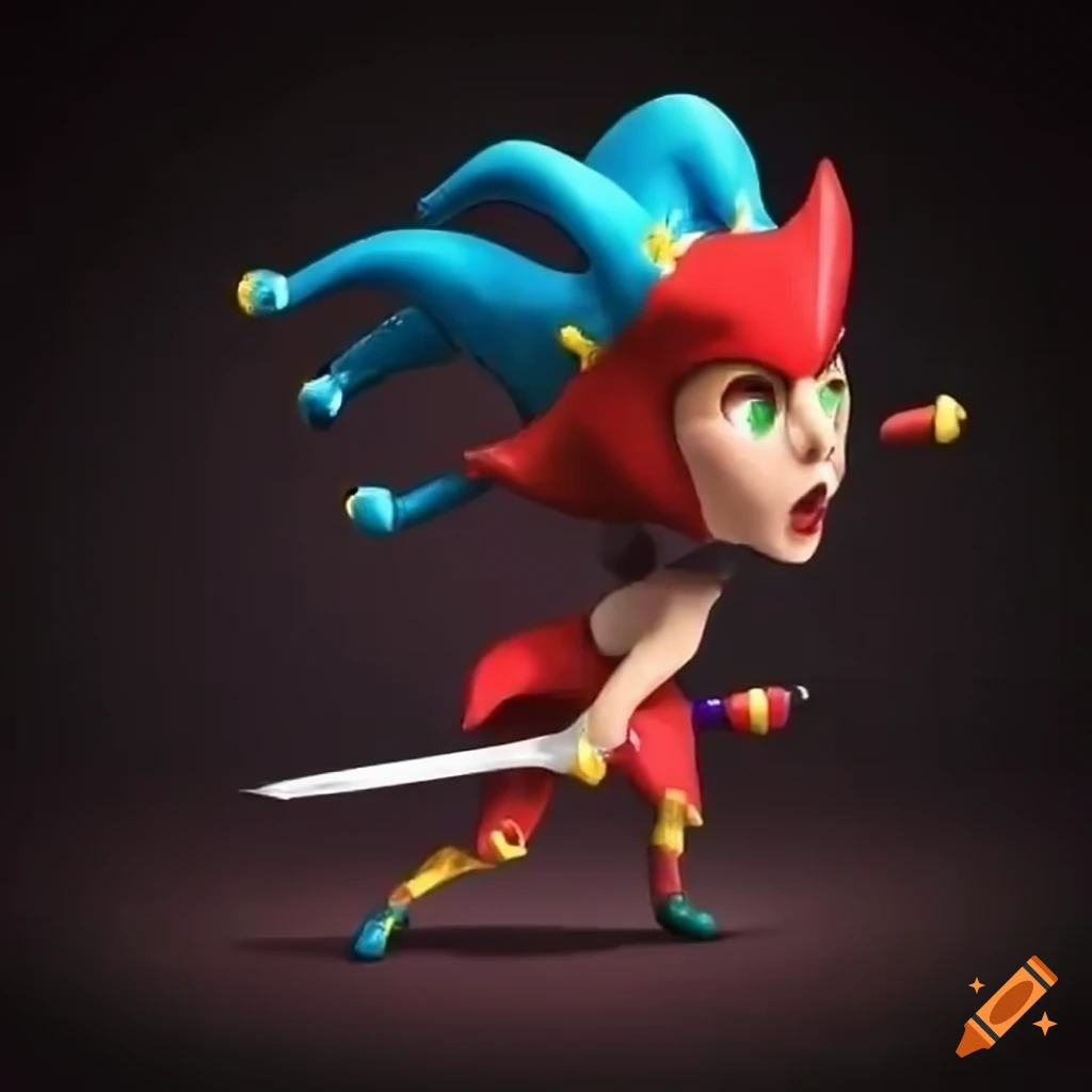 Minimalist scarecrow jester artwork on Craiyon