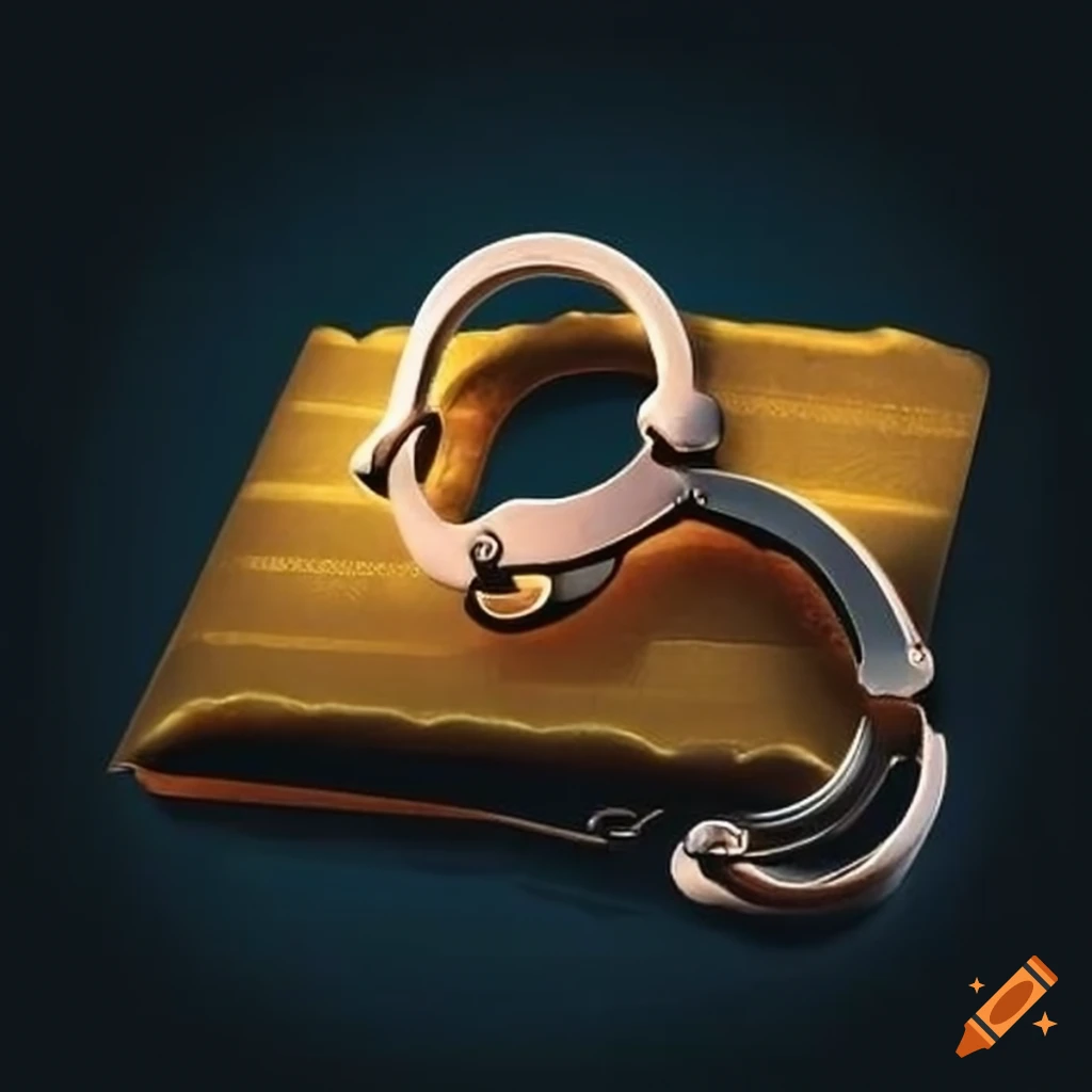 Conceptual image of golden ticket with handcuffs