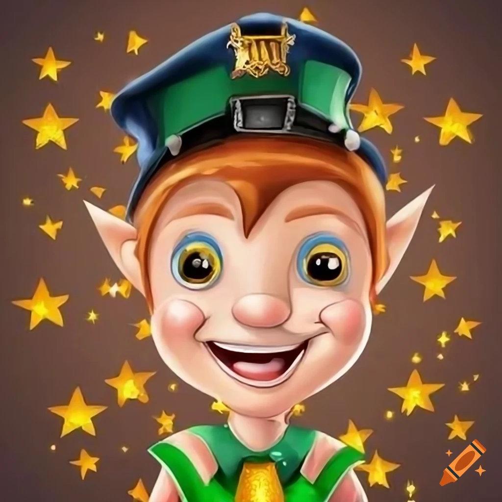Cartoon elf girl with police hat celebrating christmas on Craiyon