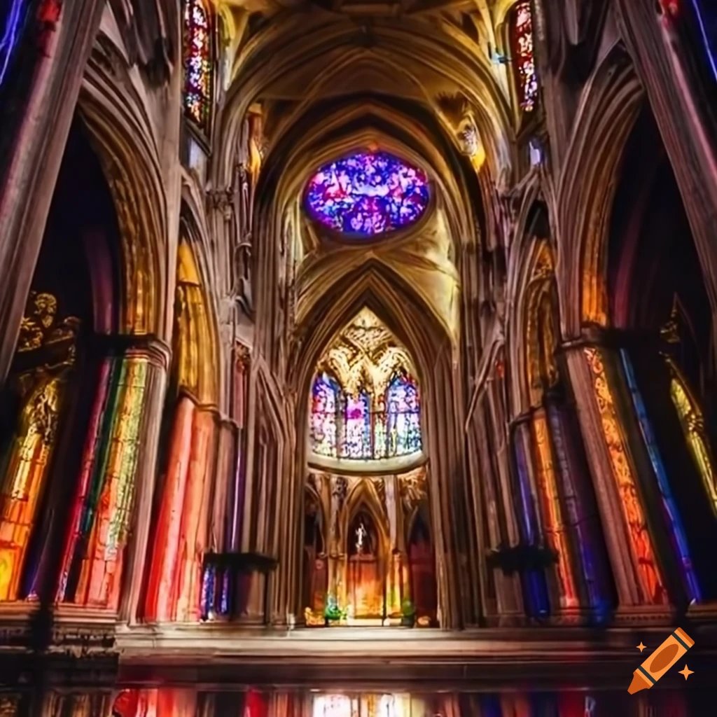 Stunning cathedral with stained glass windows on Craiyon