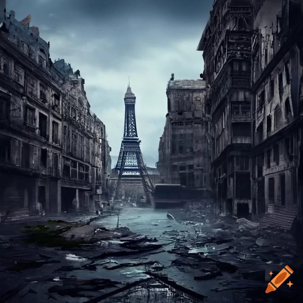 Realistic depiction of destroyed paris cityscape on Craiyon