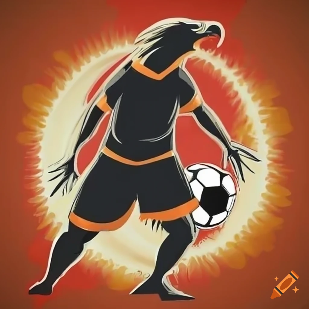 Eagle badge dribbling a soccer ball on Craiyon