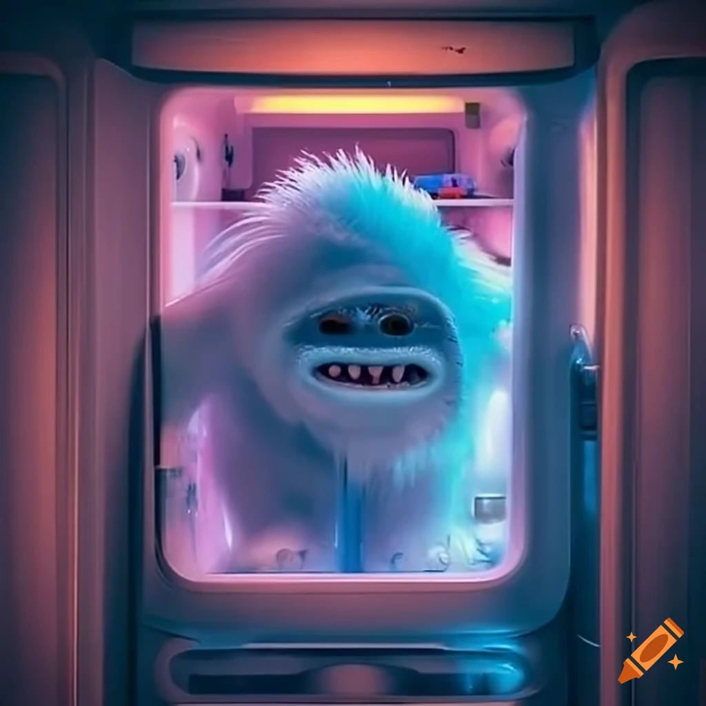 Funny yeti inside a fridge on Craiyon