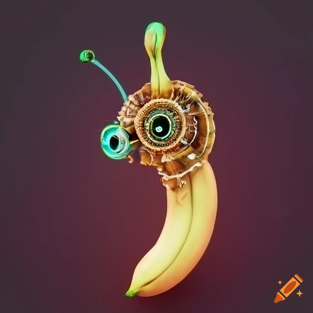 Hyper realistic steampunk banana illustration