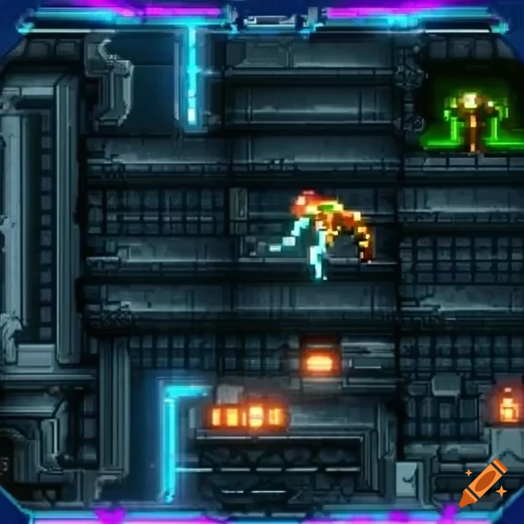 Metroid zero mission 2d icy tourian tiles on Craiyon