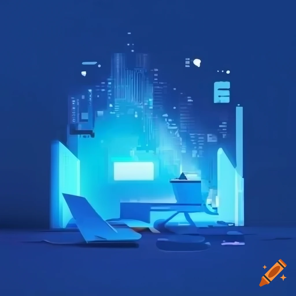 Minimalist blue logo representing job replacement and futuristic ...