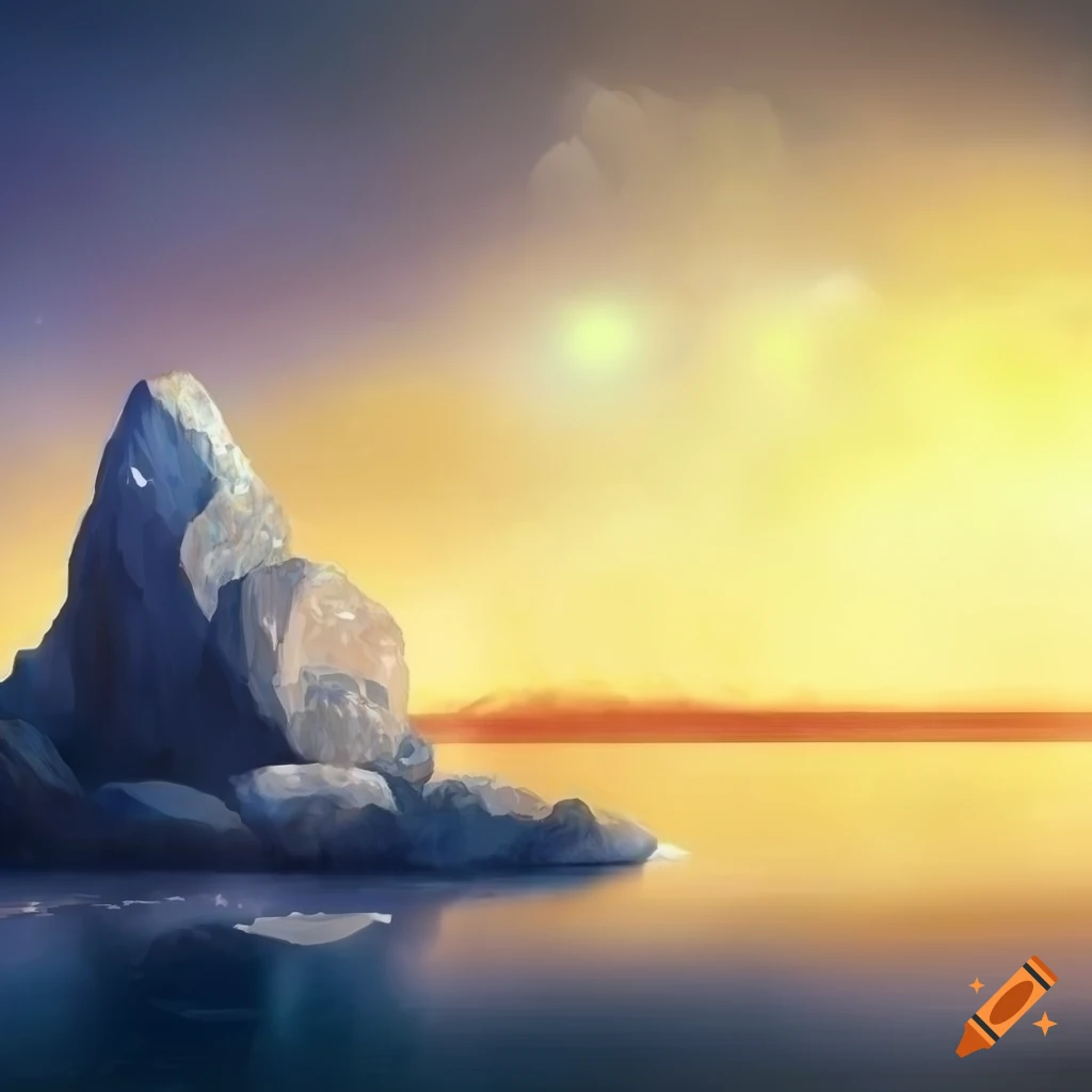 Fantasy painting of silver rocks in a lake on Craiyon