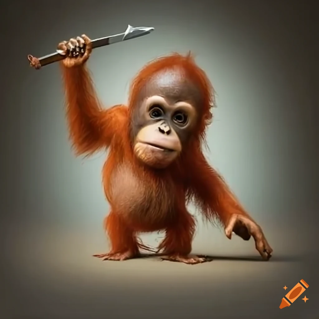 Dancing orangutan with a prop on Craiyon