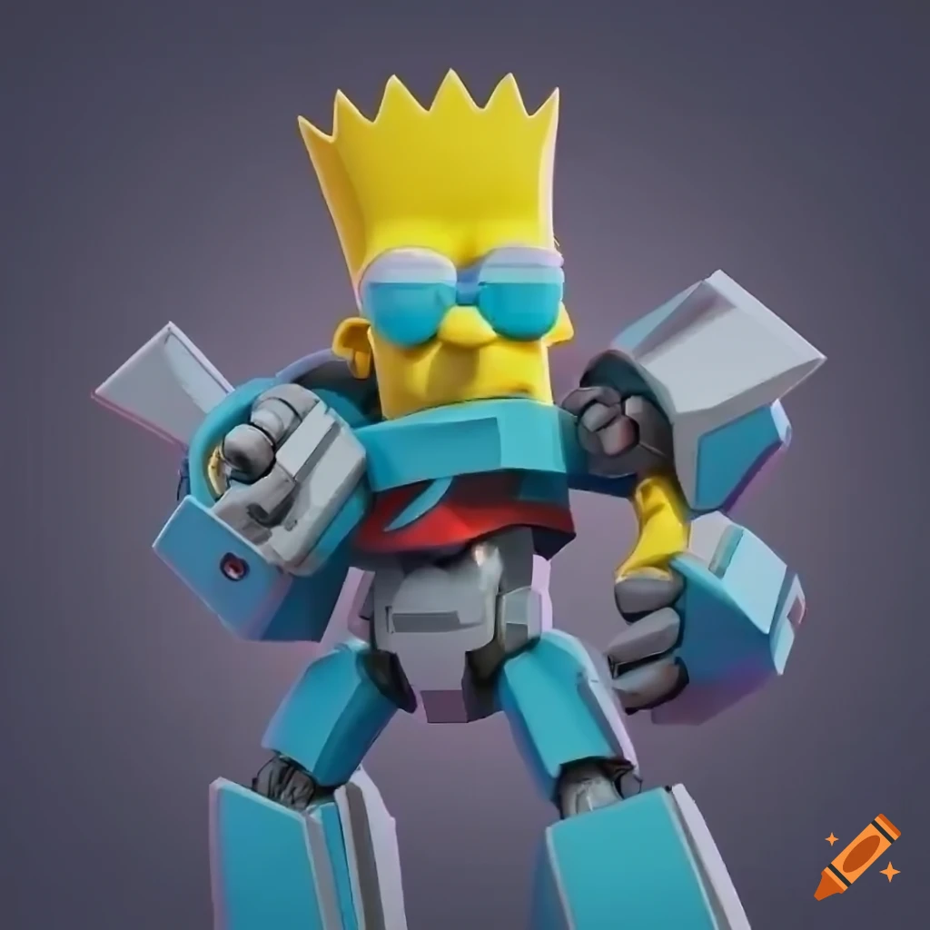 Bart simpson as a highly detailed mecha transformer