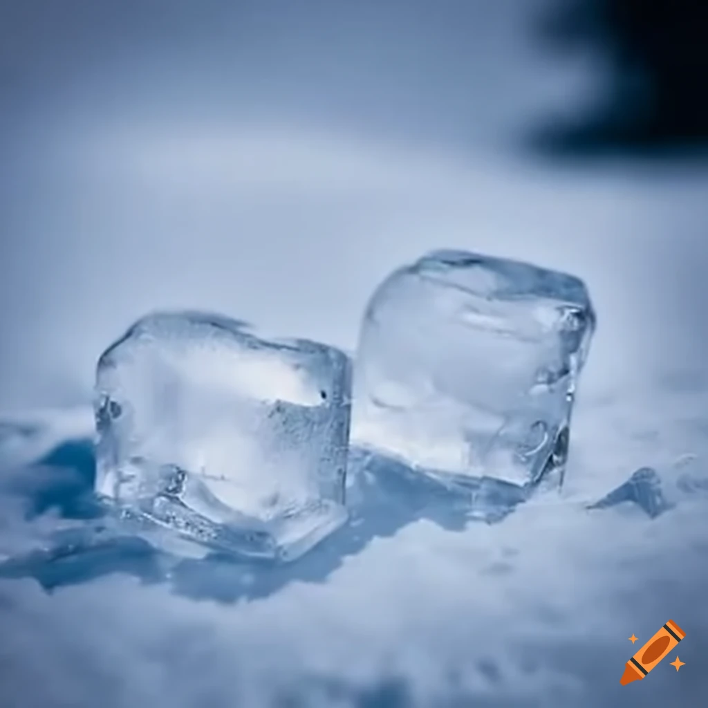 Ice cubes in the snow on Craiyon