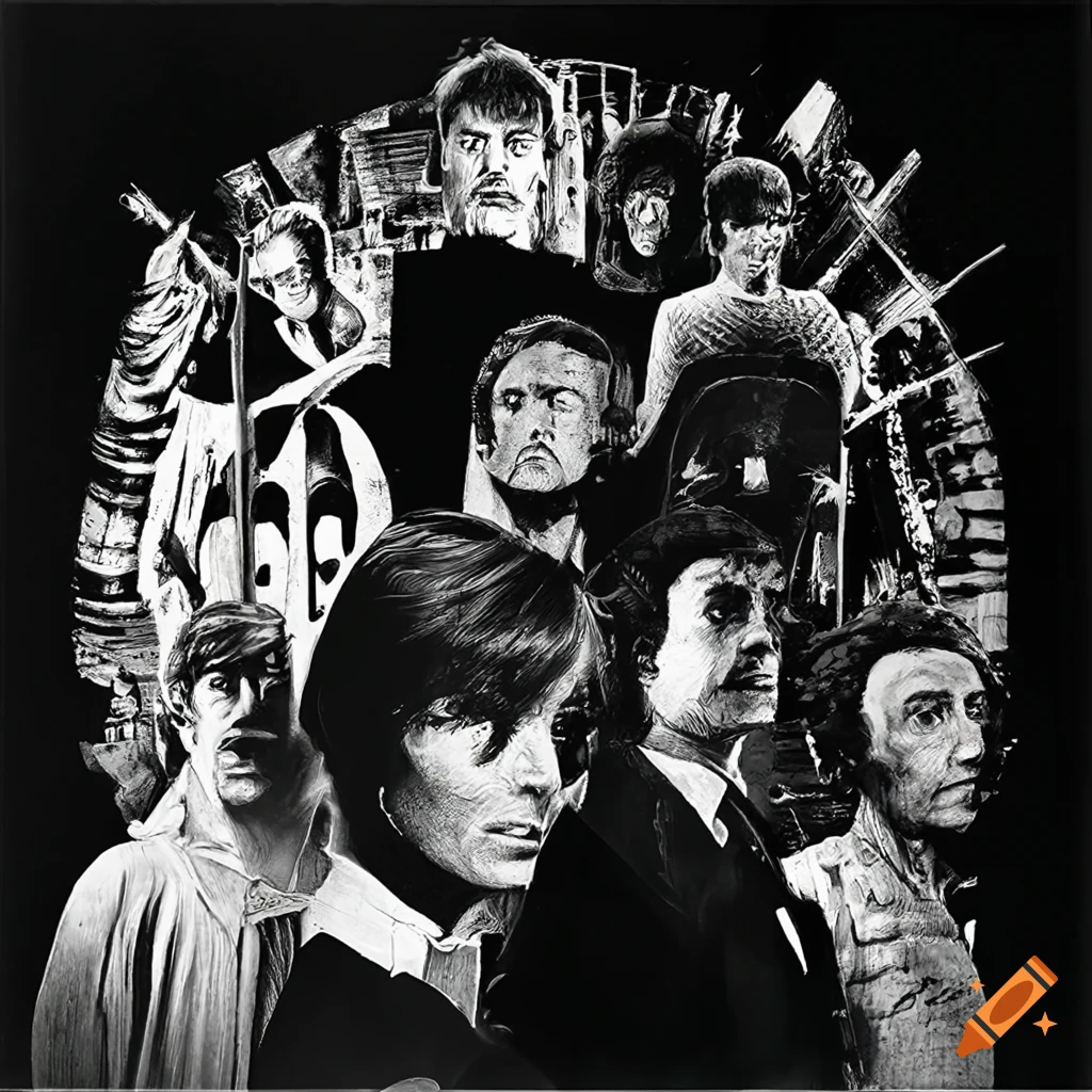 Black and white collage movie poster for doctor who on Craiyon