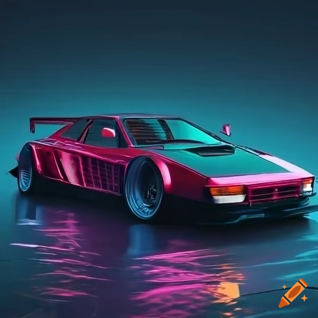 80's style chrome ferrari testarossa with a liberty walk body kit