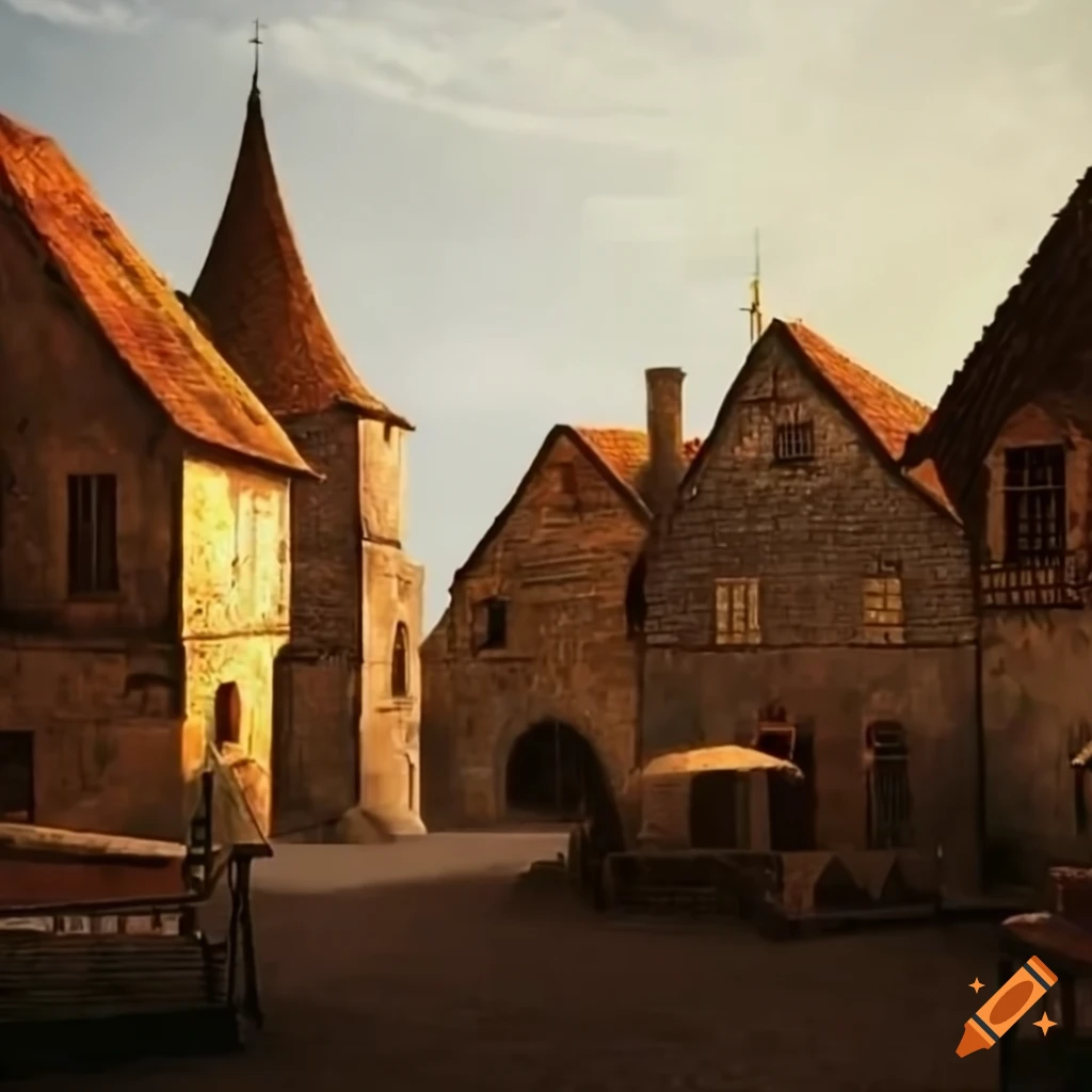 Colorful medieval town on a small island on Craiyon