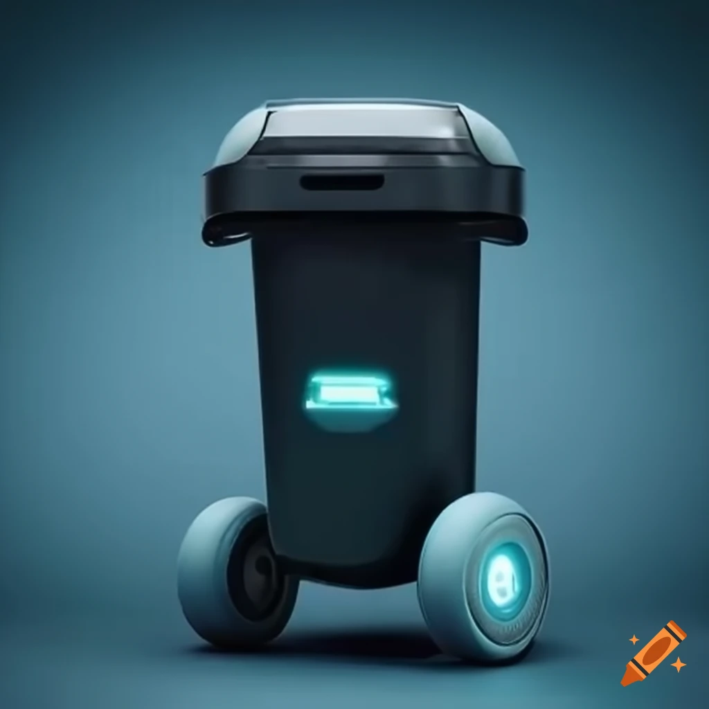 Robot dustbin with wheels on Craiyon