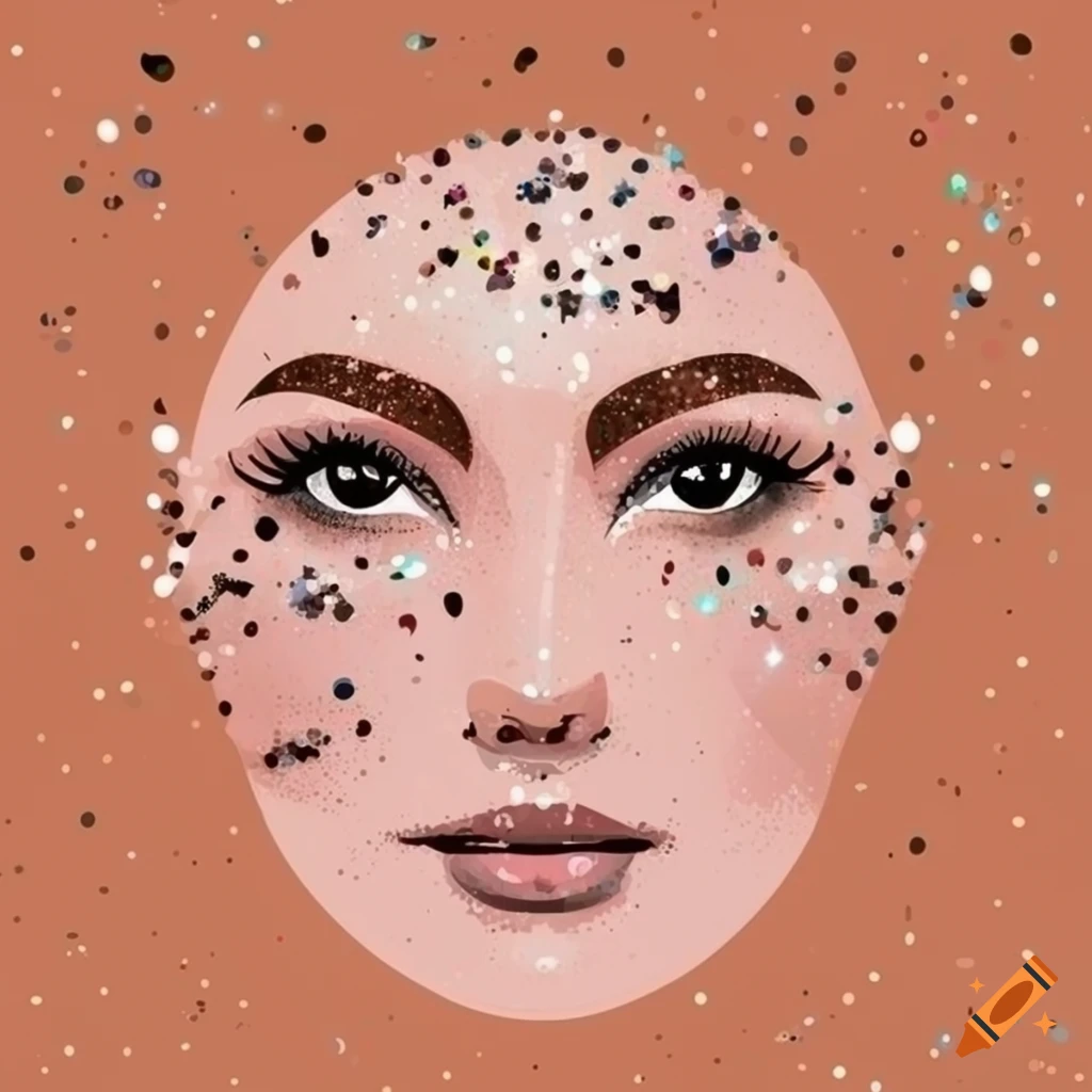 Glitter face artwork in fiona omeenyo style on Craiyon