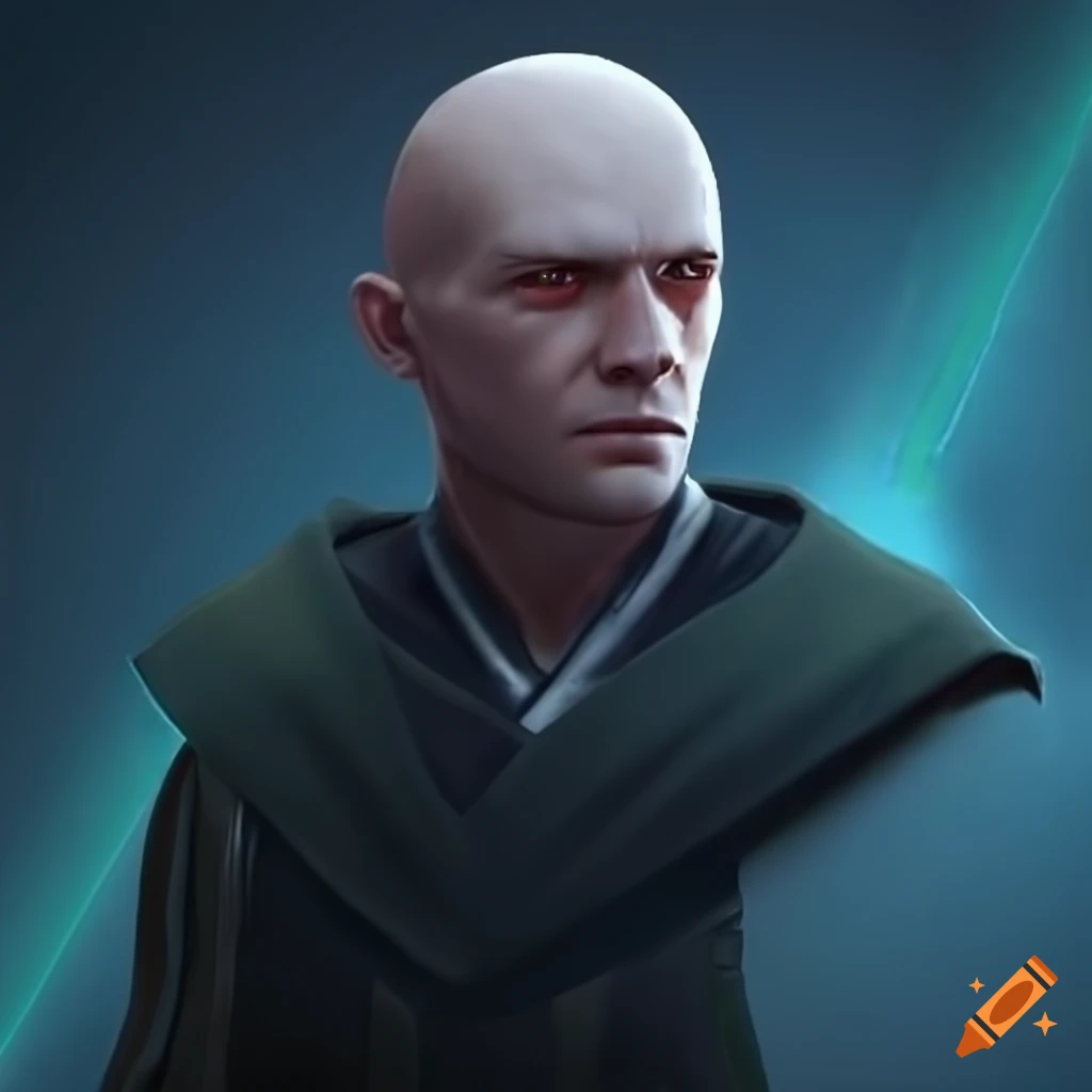 Image of a male jedi pilot with a green lightsaber on Craiyon