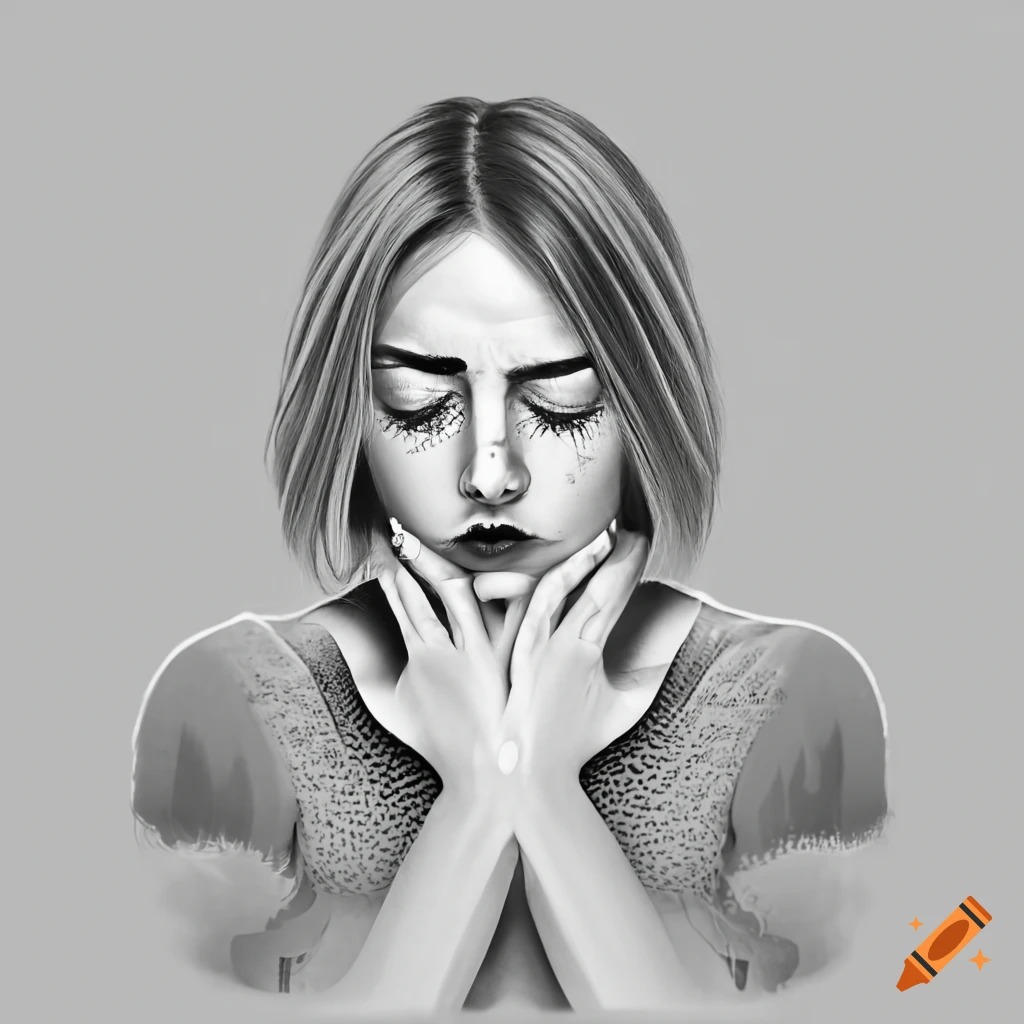 Woman meditating and expressing emotions on Craiyon