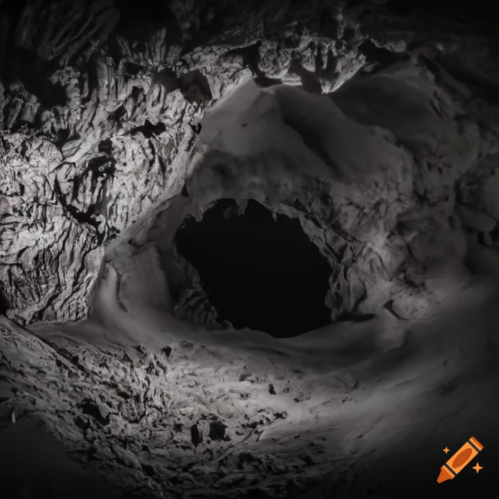 Realistic image of a narrow dark cave on Craiyon