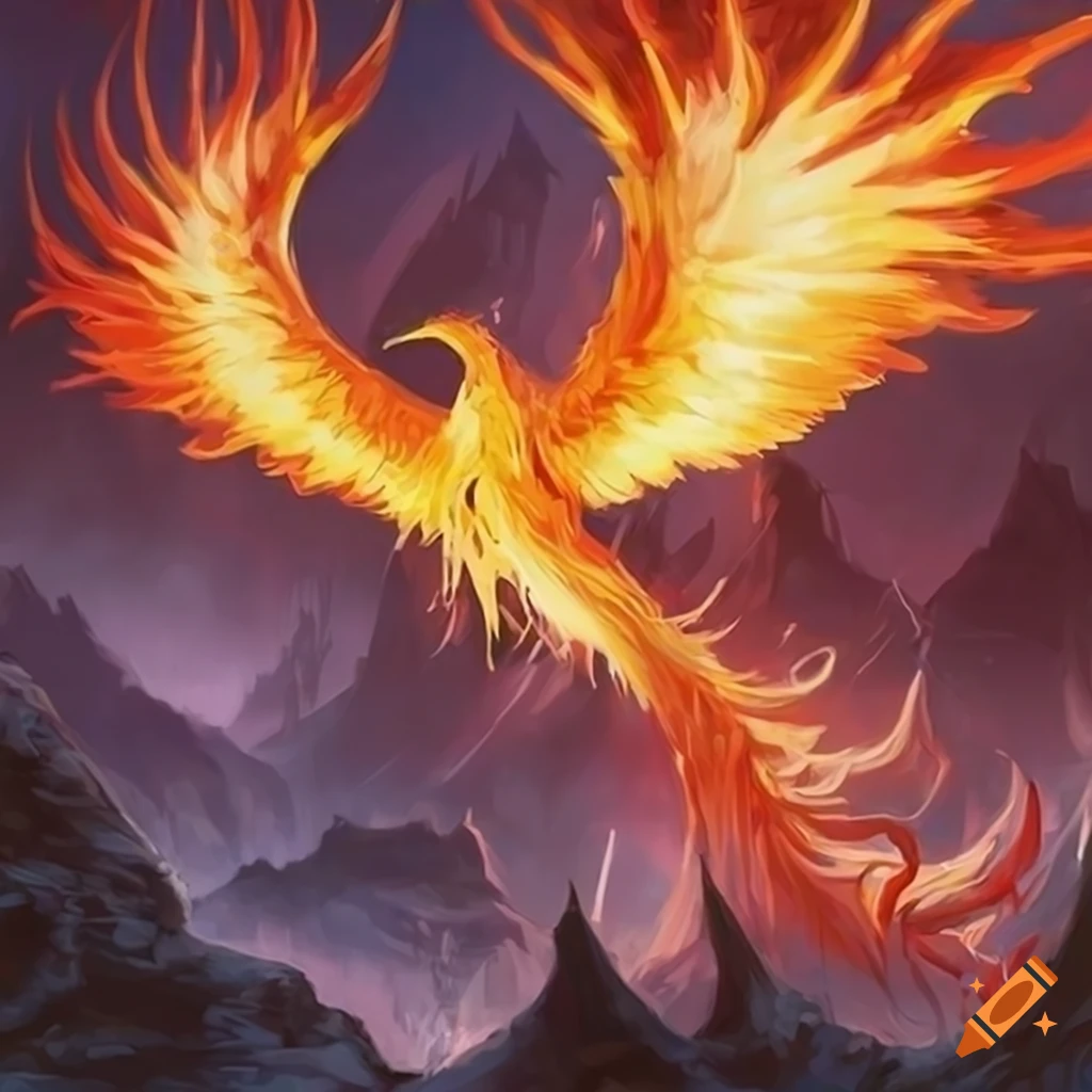 Magic the gathering art of a fiery phoenix