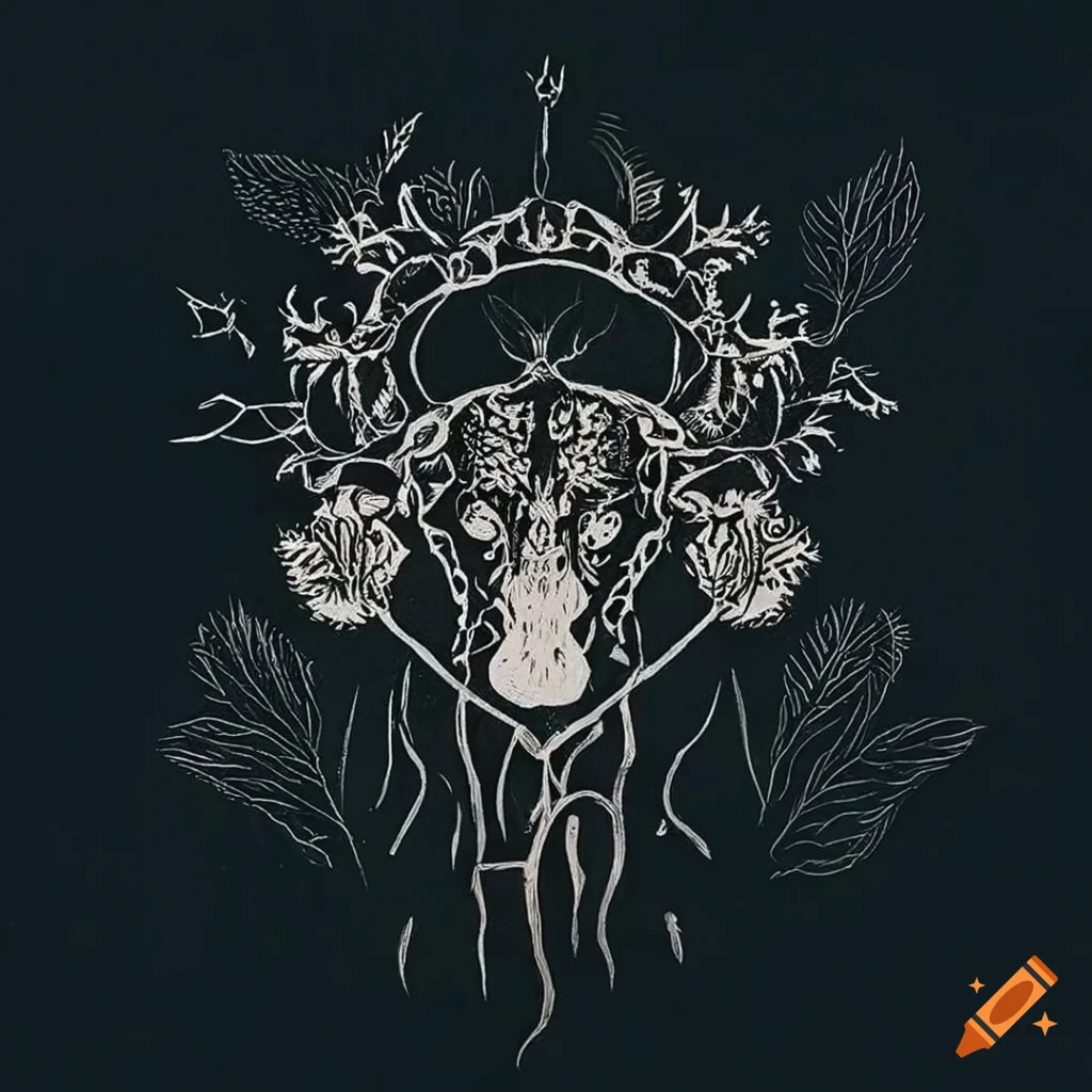 Mind-bending blackwork artwork with nature and animal themes on Craiyon