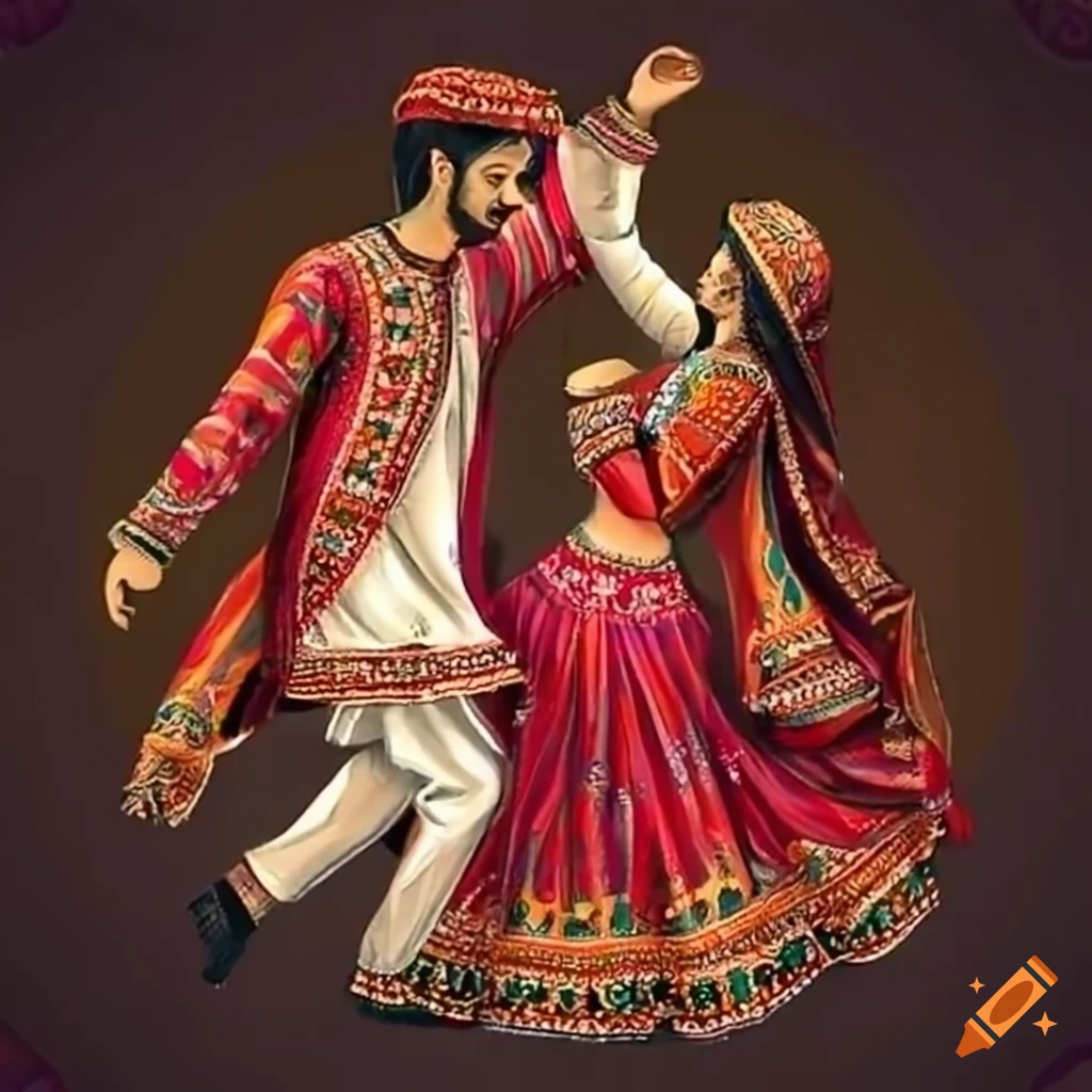 Elegant sindhi couple dancing in pakistan on Craiyon