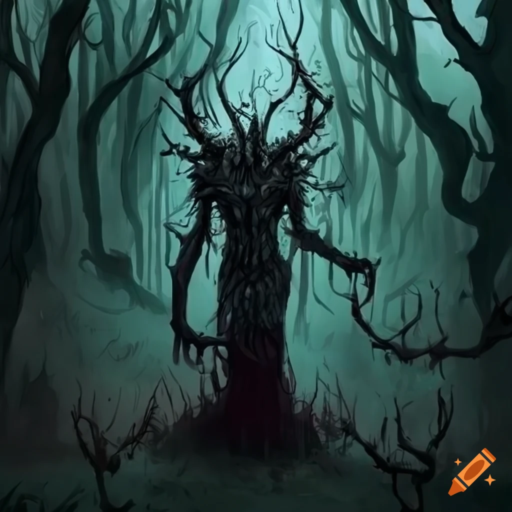 Artwork of a treefolk shaman emerging from slumber on Craiyon