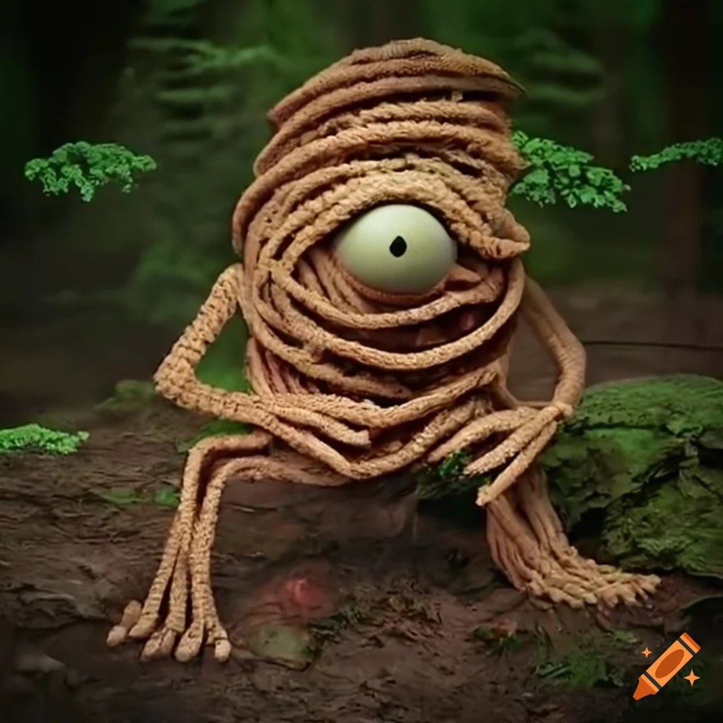 Illustration of the spaghetti monster in the woods